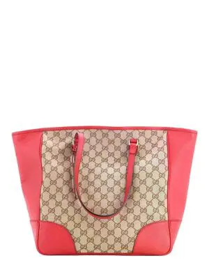 Gucci Gg Canvas Leather Medium Tote Bag - Brown