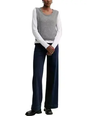 American Vintage Ribbed-trim Scoop Neck Vest - Grey