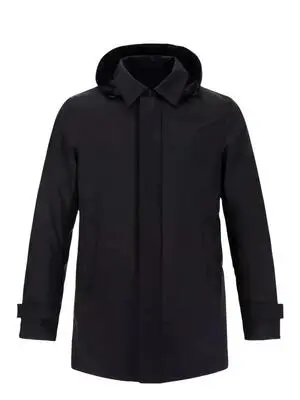 Herno Hooded Concealed-fastening Coat - Black