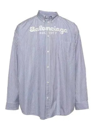 Balenciaga Striped Logo-embroidered Shirt - Purple