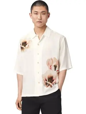 ALLSAINTS Floraison Short Sleeve Oversized Shirt - Ecru