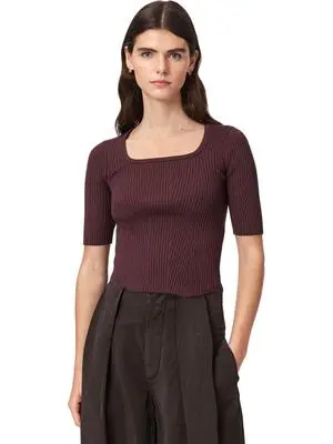 ALLSAINTS Cruz Hally Ribbed Knit Top - Brown