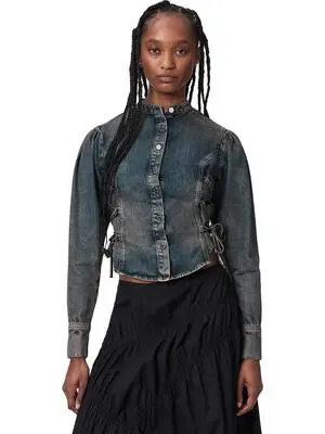 ALLSAINTS Evanna Denim Fitted Shirt - Blue