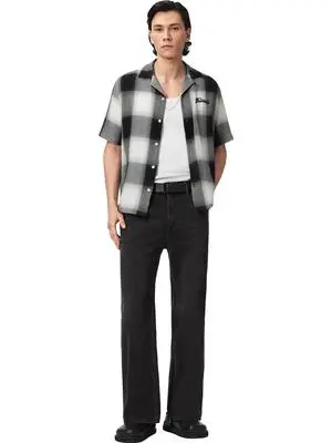 ALLSAINTS Fade Out Short Sleeve Check Shirt - Grey