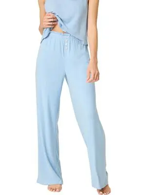 PJ Salvage More Amour Pointelle Wide Leg Lounge Pants - Blue Dream