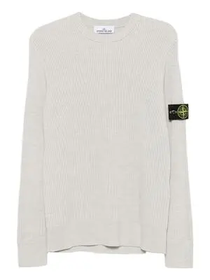 Stone Island Ribbed Crew Neck Sweater - Gray