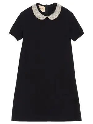 Valentino Garavani Embroidered Stretch Viscose Dress - Black