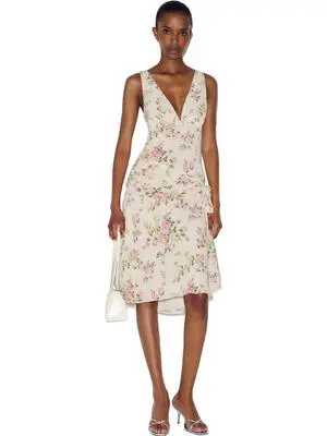 REFORMATION Vera-lilly Sleeveless V-neck Midi Dress - Ivory