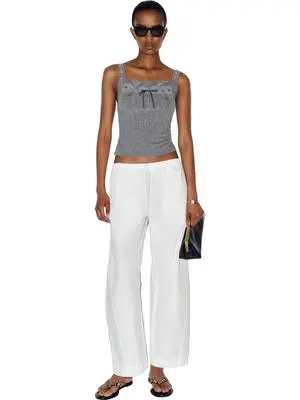 REFORMATION Reformation Arietta Knit Top With Lace And Bow Detail Grey