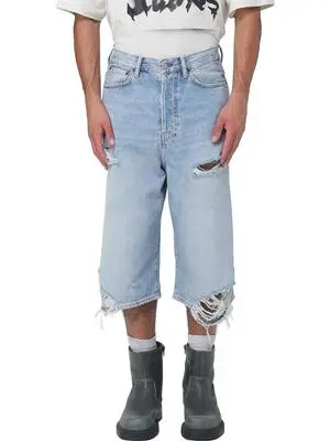 Acne Studios Acne Studios Knee-Length Distressed Denim Shorts With Raw-Cut Hem Gnawed Blue