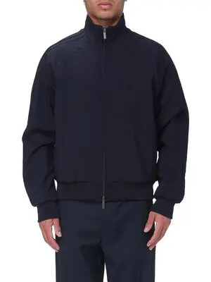 Emporio Armani Emporio Armani Wool-Blend Bomber Jacket With High Neck And Tone-on-Tone Logo Navy