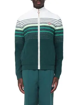 Casablanca Striped Knit Zip-up Cardigan - Green
