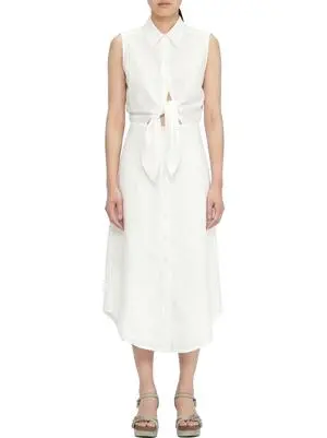 DIESEL® White Sleeveless Midi Shirt Dress - Ivory