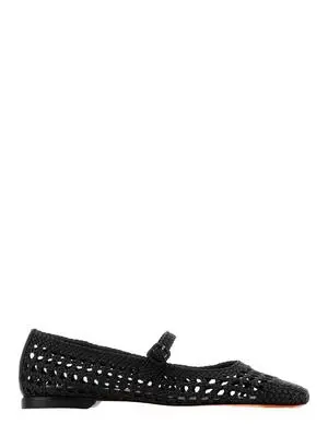 Santoni Woven Ballet Flats - Black