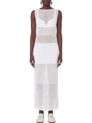 Sportmax Sheer Knit Maxi Dress - White