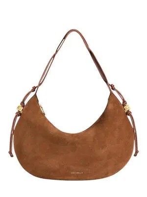 COCCINELLE Suede Shoulder Bag With Adjustable Strap - Camel