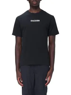 SAVE THE DUCK Cotton Crewneck T-shirt With Front Slogan Print By - Black