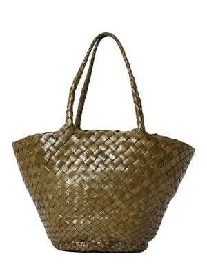 Dragon Diffusion Dragon Diffusion Woven Leather Shoulder Bag Kaki