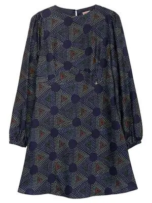 DOLORES PROMESAS Elisa Geometric Print Dress - Blue