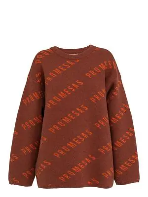 DOLORES PROMESAS Dolores Promesas Oversized Knit Pullover With "Promises" Print