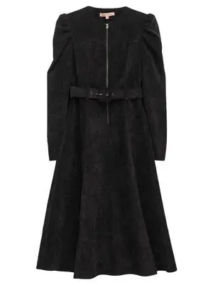 Dolores Promesas Midi Dress With Puffed Sleeves And Belt - Black