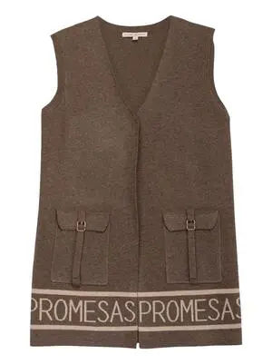 DOLORES PROMESAS Promises Long Vest - Brown