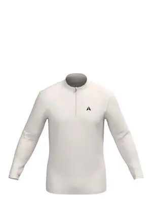 AORA ATHLETICS Half Zip Eco-friendly Long Sleeve Shirt - White