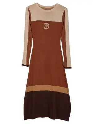 DOLORES PROMESAS Jimena Color Block Midi Dress - Beige/brown