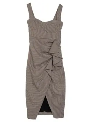 DOLORES PROMESAS Draped Sweetheart Neckline Midi Dress - Grey