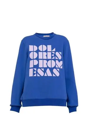 Dolores Promesas Electric Crewneck Sweatshirt With Logo Detail - Blue