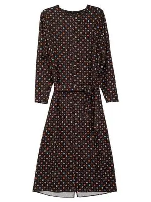 DOLORES PROMESAS Printed Circles Midi Shirt Dress - Black