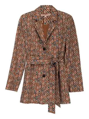 DOLORES PROMESAS Manuela Geometric Print Blazer - Brown
