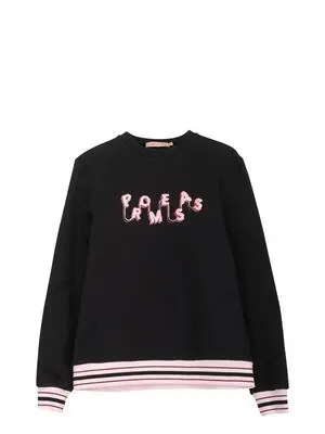 DOLORES PROMESAS Dreamer" Crewneck Sweatshirt With Striped Cuffs - Black
