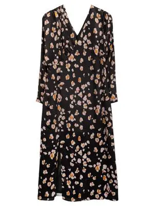 Dolores Promesas Floral Print V-neck Maxi Dress - Black
