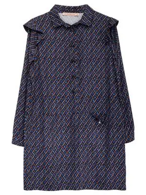 DOLORES PROMESAS Elena Geometric Print Shirt Dress - Blue