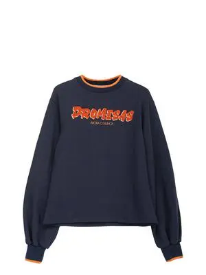 DOLORES PROMESAS Promises Now Or Never" Crewneck Sweatshirt - Blue