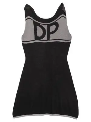 DOLORES PROMESAS Knit Mini Dress With Logo Detail - Black