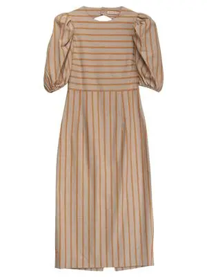 DOLORES PROMESAS Stripe Midi Dress - Orange