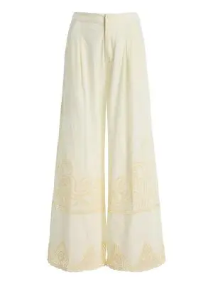 ALL THAT REMAINS Akia Crochet Cotton Wide-leg Pants - White