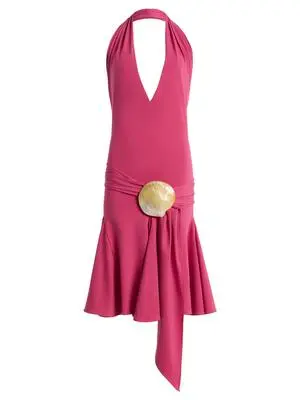 CONNER IVES Shell-embellished Crepe Midi Halter Dress - Pink