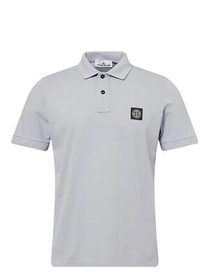 Stone Island Logo-patch Stretch-cotton Polo Shirt - Ash Grey