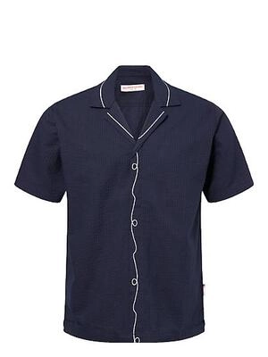 Orlebar Brown Maitan Embroidered Cotton Shirt - Night Iris