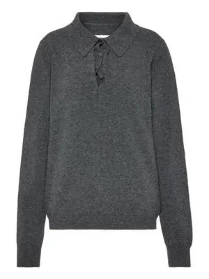 MAISON MARGIELA Wool Polo Sweater With Draped Collar - Grey