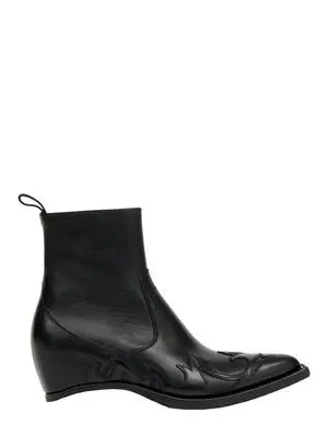 MAISON MARGIELA Leather Heel-less Western Boots - Black