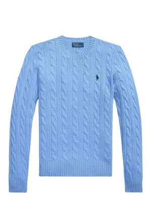 Polo Ralph Lauren Cable Knit Wool And Cashmere Crew Neck Pullover - Blue