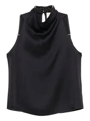 FORTE_FORTE Satin Turtle-neck Top - Blue