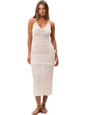 LoveShackFancy Massie Crochet Midi Dress - Ivory