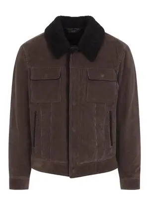 TOM FORD TOM FORD 900 Wale Cord Shearling-Collar Trucker Coat