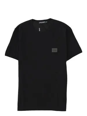 Dolce & Gabbana Cotton Crewneck T-shirt With Chest Patch - Black