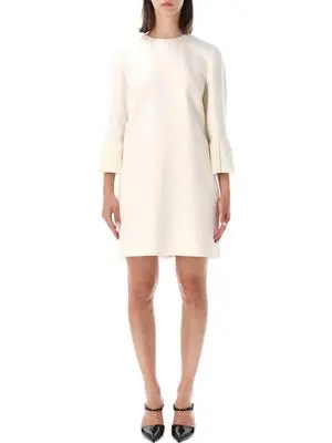 Valentino Garavani Mini Dress With Embroidered Cuffs - Bianco